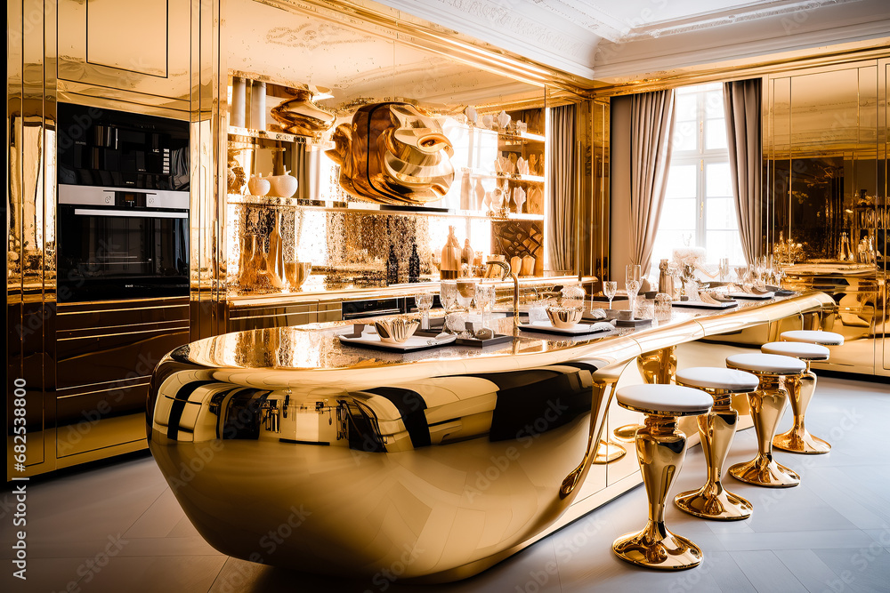 luxury gold kitchen and dining room furniture, the epitome of luxury ...