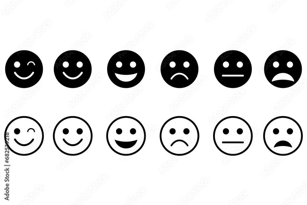Set of emoticons. Collection of emoticons. Flat style Emojis. Happy and ...