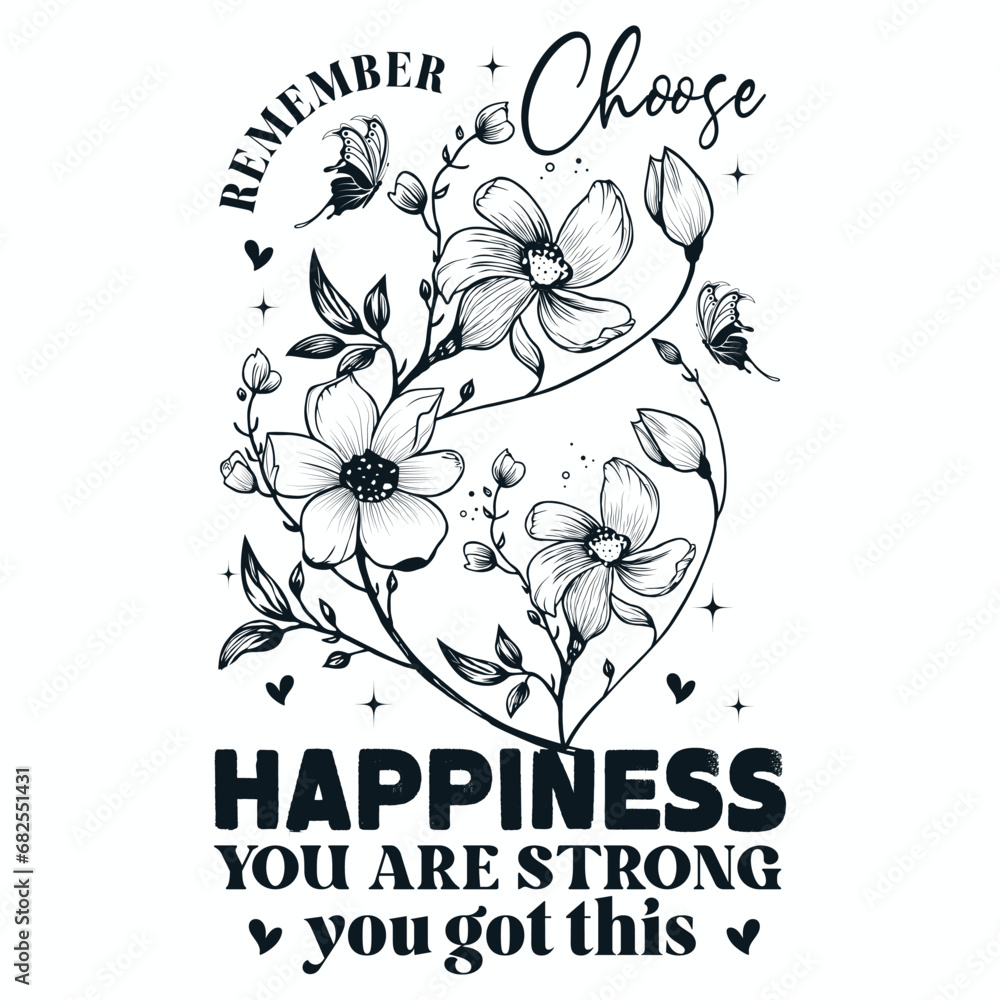 Choose happiness SVG Choose happy Svg Motivational Quote Wildflower Svg ...