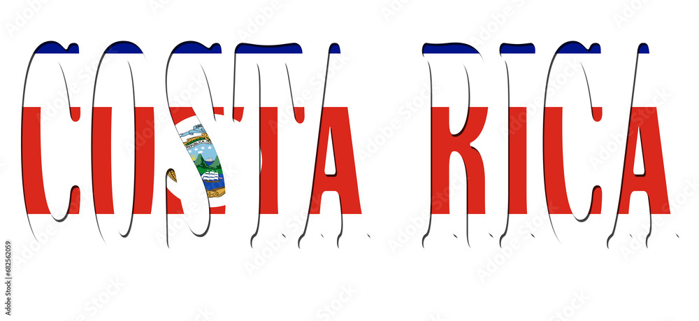 3d design illustration of the name of Costa Rica. Filling letters with ...