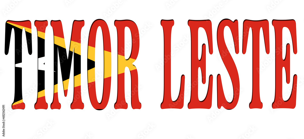 3d design illustration of the name of Timor Leste. Filling letters with ...