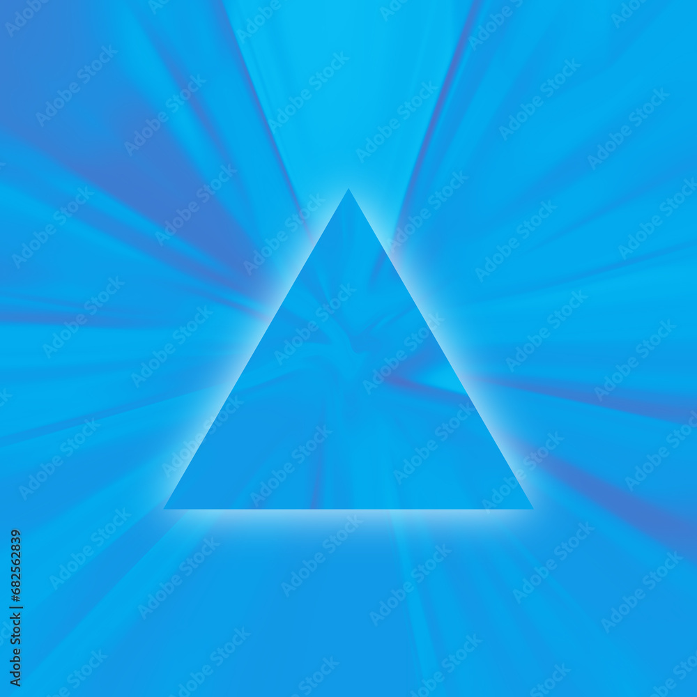 Blue square cover background with triangle shape frame in center and ...