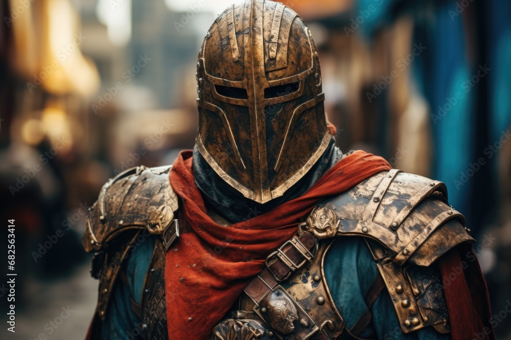 A knight clad in gleaming armor, a symbol of chivalry and valor ...