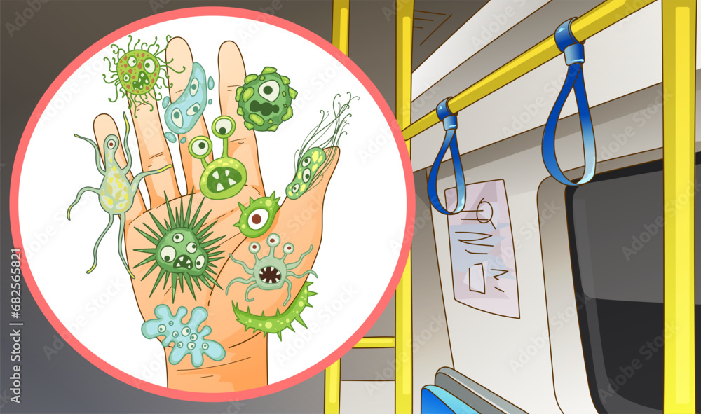 Microbes on the surfaces of handrails in vehicles. The risk of getting ...