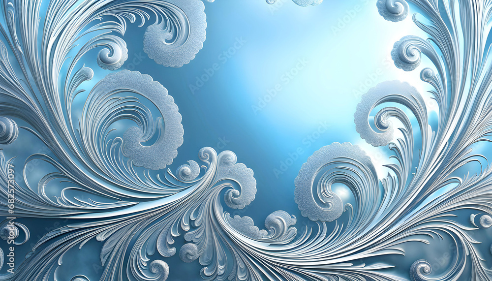 winter frosty patterns, pale blue winter blizzard background for design ...