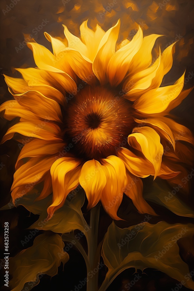 sunflower background yellow center volumetric sunlight easel often ...
