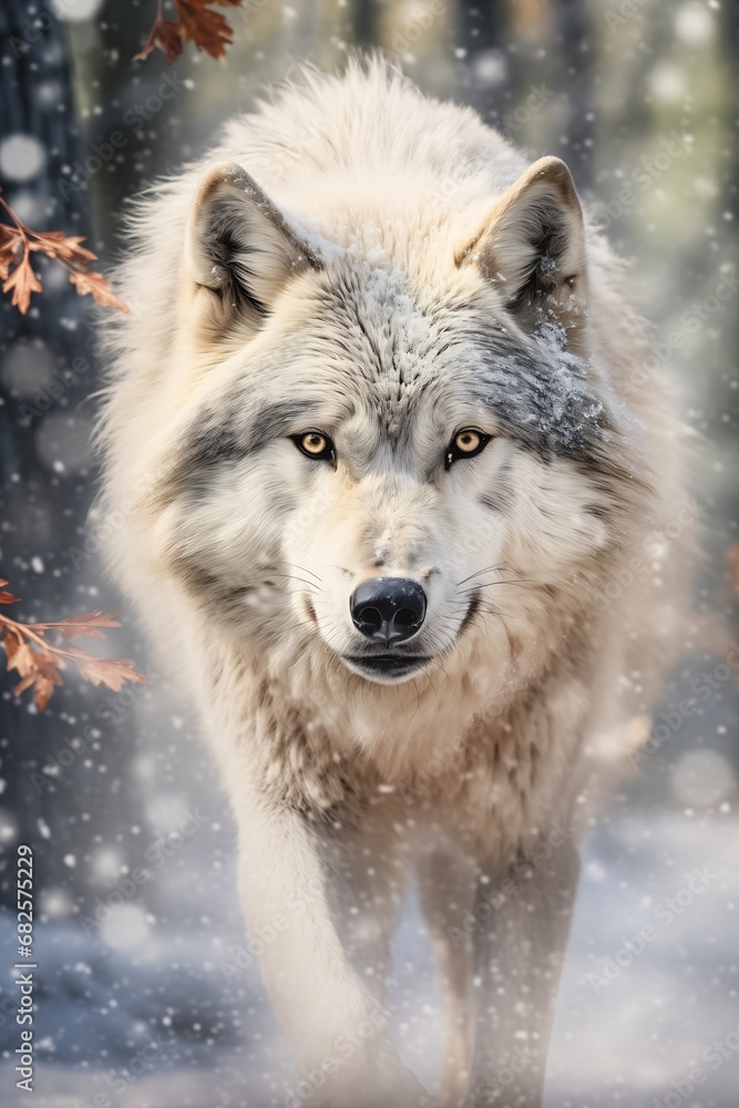 wolf walking snow woods gorgeous light gray eyes zoo greeting warmly ...