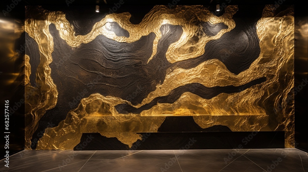 Metallic gold and black epoxy wall texture, creating a luxurious and ...