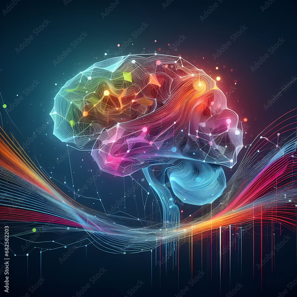 Colorful abstract art of neural connections in human brain Stock ...