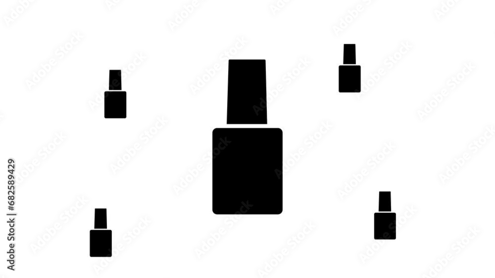Zoom in and out animation the nail polish symbol. Large black symbol in ...