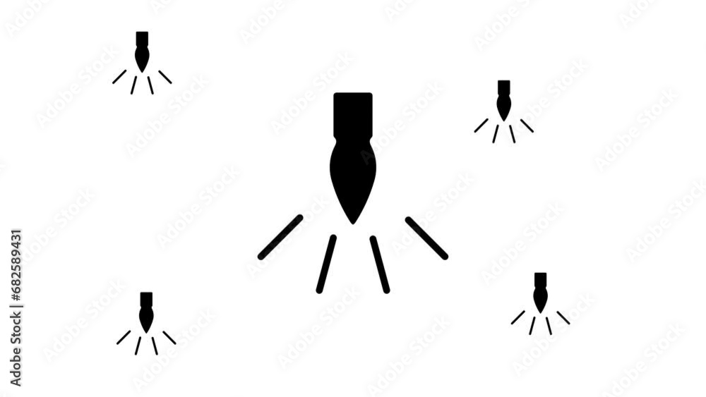 Zoom in and out animation the garland light bulb symbol. Large black ...
