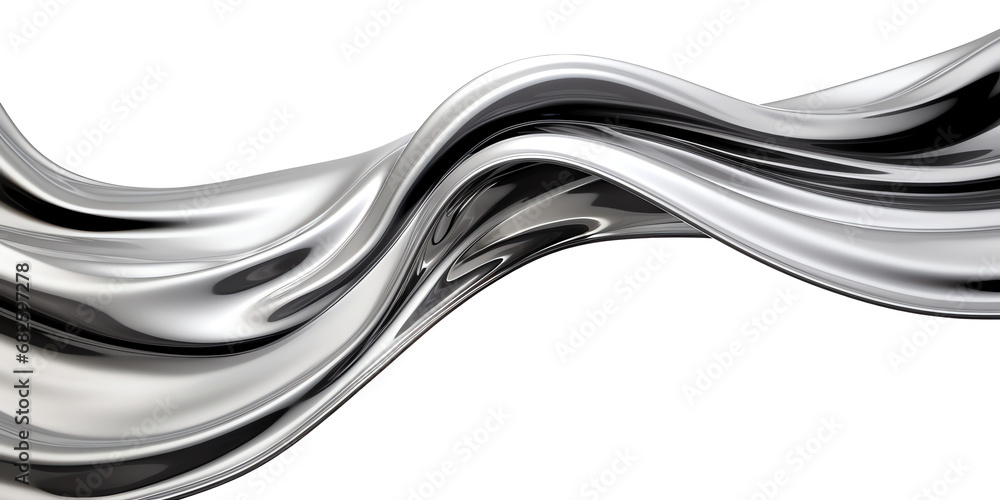 Abstract silver metallic wave band isolated on transparent background ...