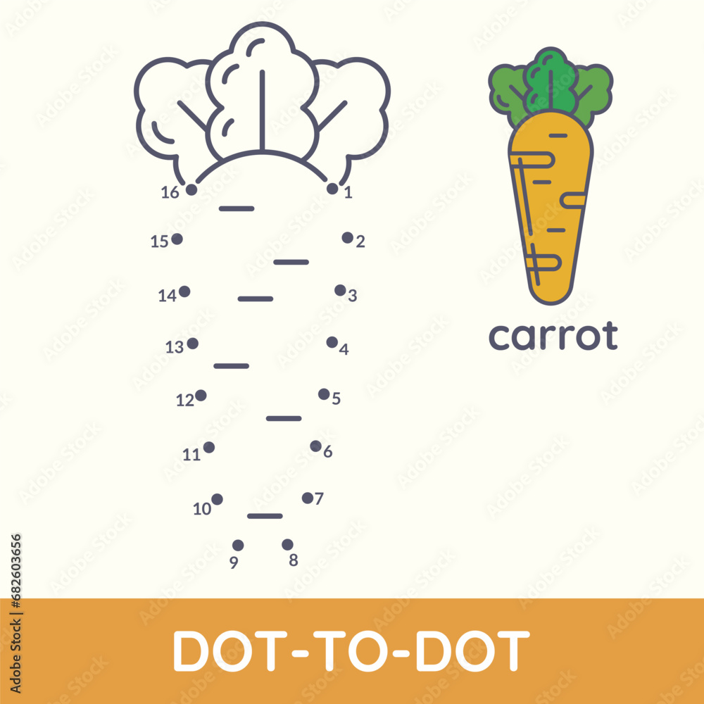 Connect dot to dot fun game cartoon carrot Exercise. Coloring ...