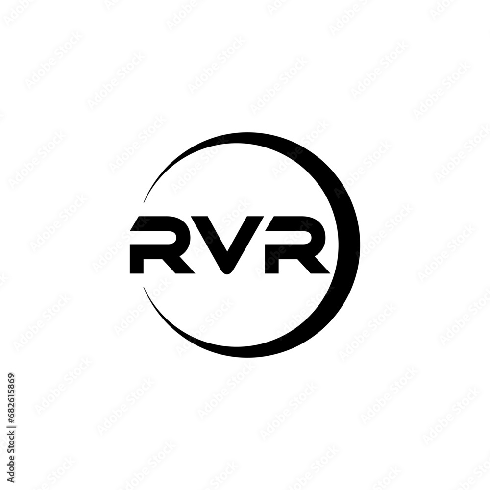 Vetor do Stock: RVR letter logo design with white background in ...