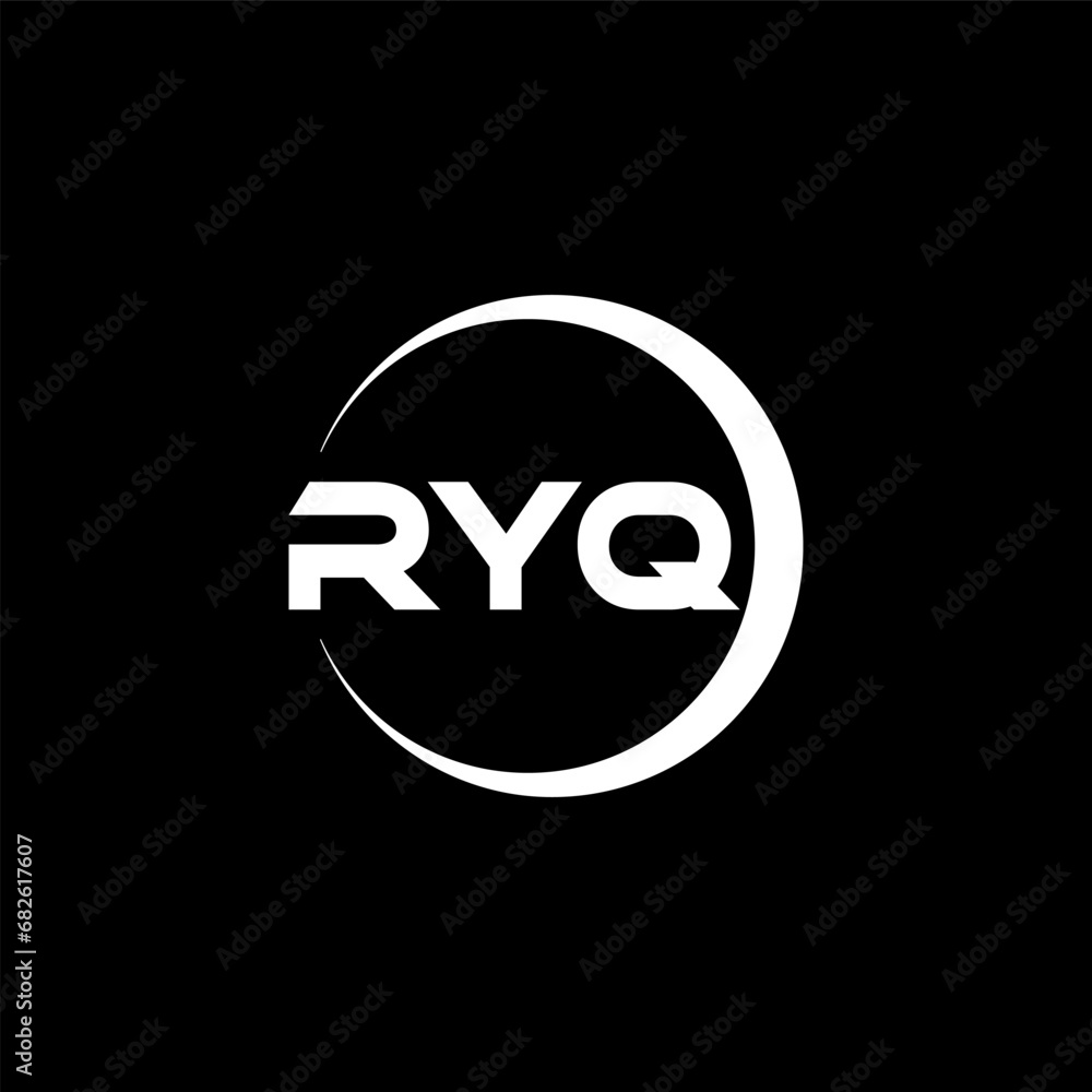 RYQ letter logo design with black background in illustrator, cube logo ...