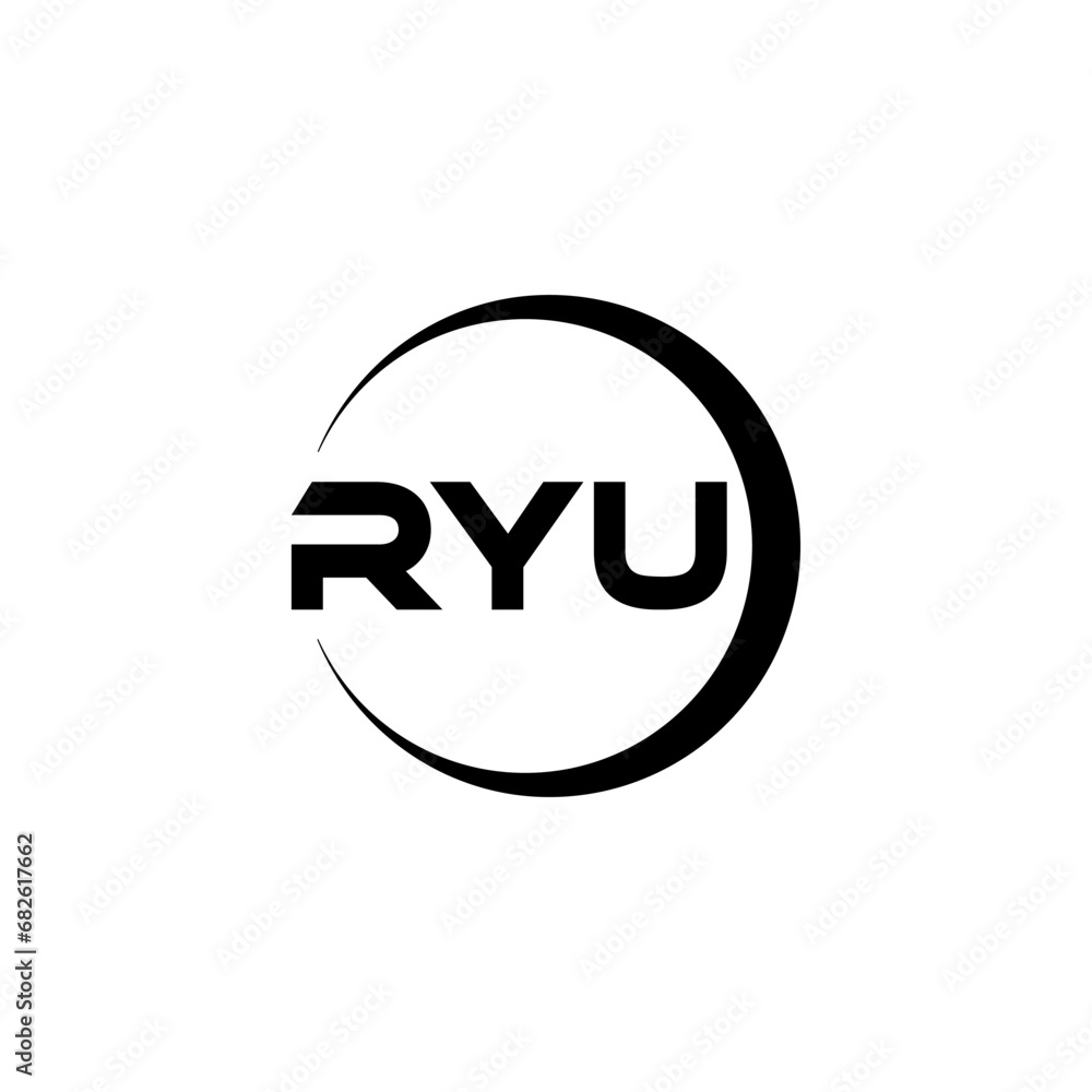 RYU letter logo design with white background in illustrator, cube logo ...