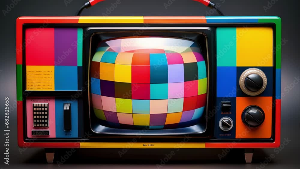 Vidéo Stock A vintage television set with a large bulky frame featuring ...