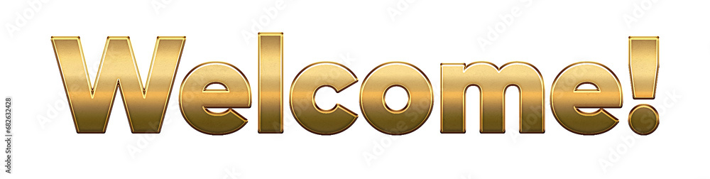 Welcome text in gold effect with transparent background. Stock ...
