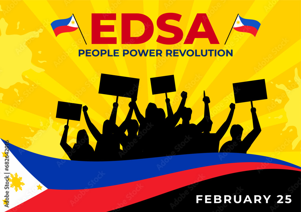 Edsa People Power Revolution Anniversary of Philippine Vector ...