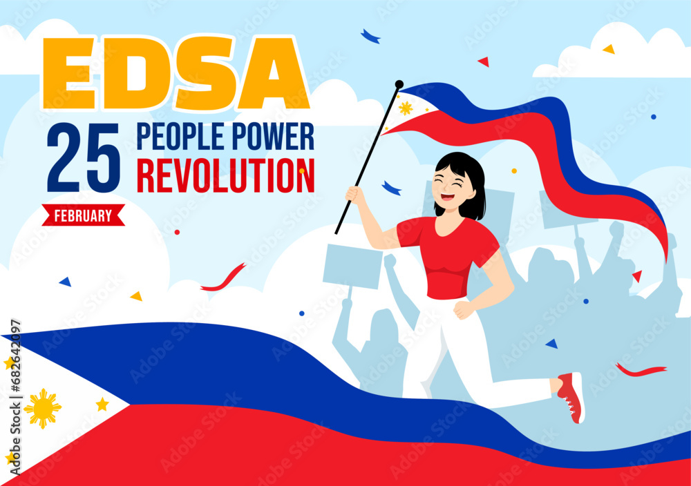 Edsa People Power Revolution Anniversary of Philippine Vector ...