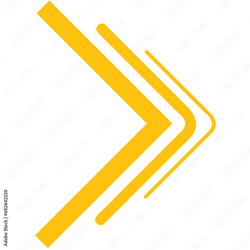 Digital png illustration of yellow triple right arrow on transparent ...