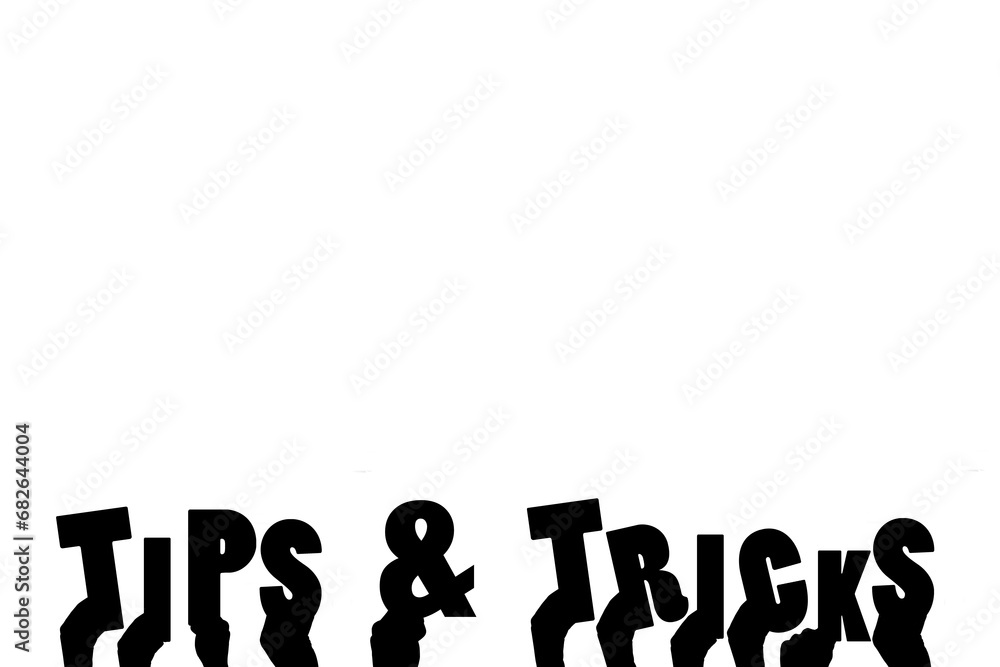 Digital png illustration of hands holding tips and tricks text on ...