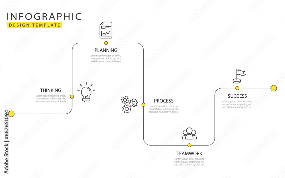 Vecteur Stock Timeline Creator infographic template. 5 Step timeline ...