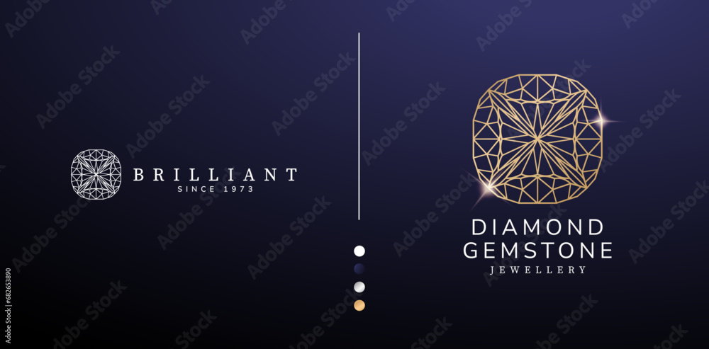 Vector illustration Diamond Jewelry logo designs or Luxury golden ...