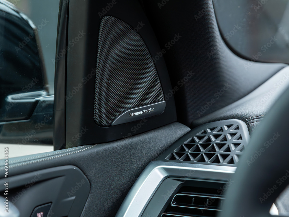 Novosibirsk, Russia - November 16 , 2023: Black BMW X5, close up ...