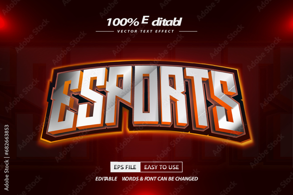 Vecteur Stock Esports text effect editable gamer and neon text style ...