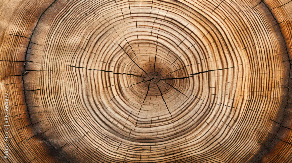 Old wooden oak tree cut surface texture, pattern of cross-section log ...