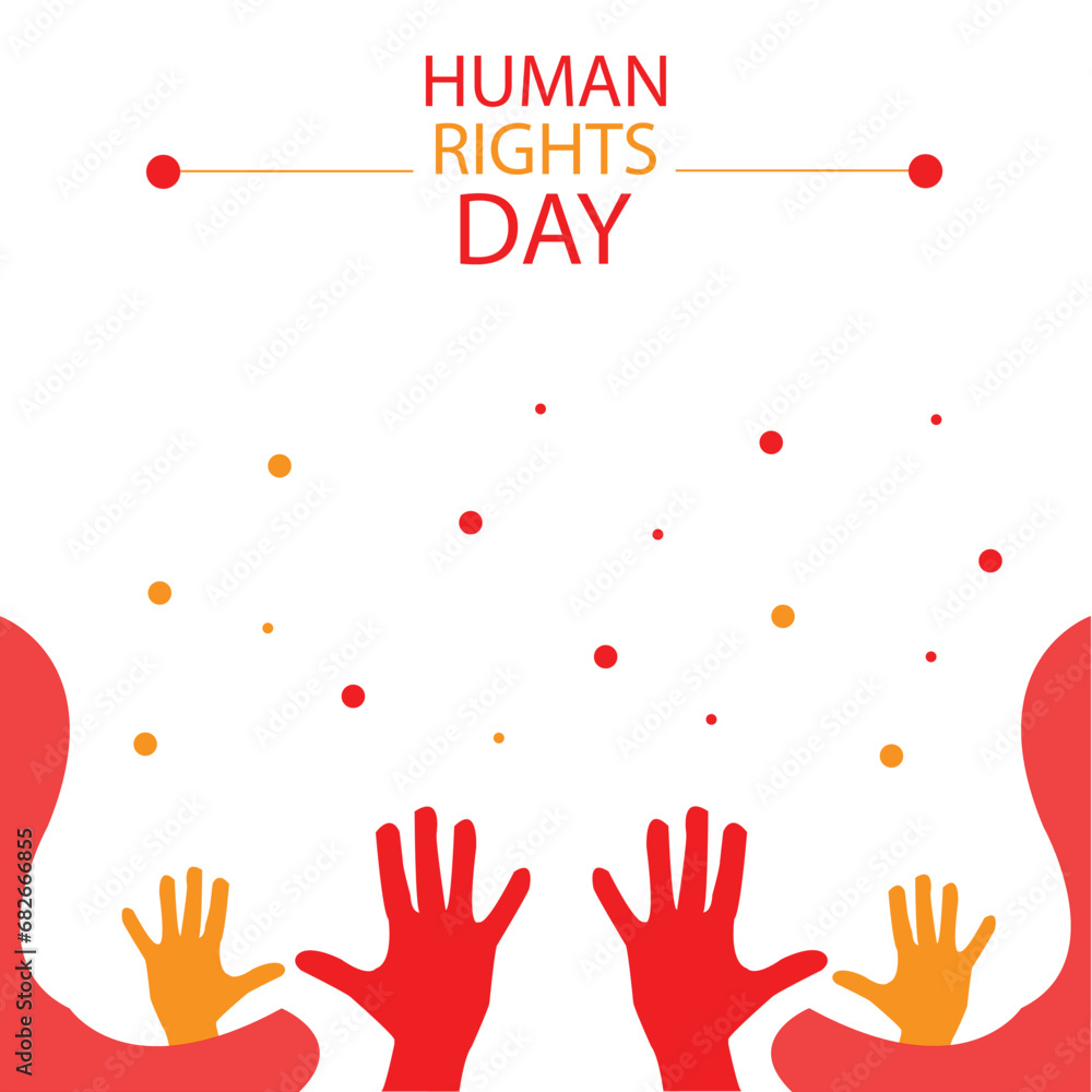 Human right day.International peace. Different skin colors hands raised ...