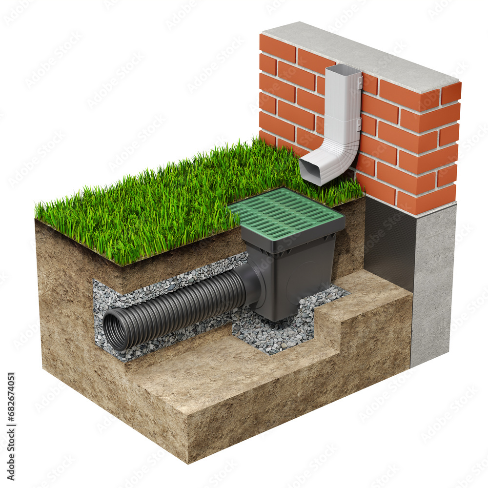 Poster Cross section of sewer drainage system concept with catch basin ...