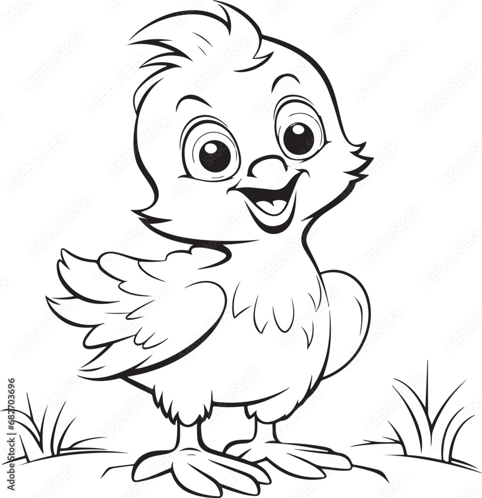 cheerful chicks hand drawn coloring page for kids Stock Vector | Adobe ...