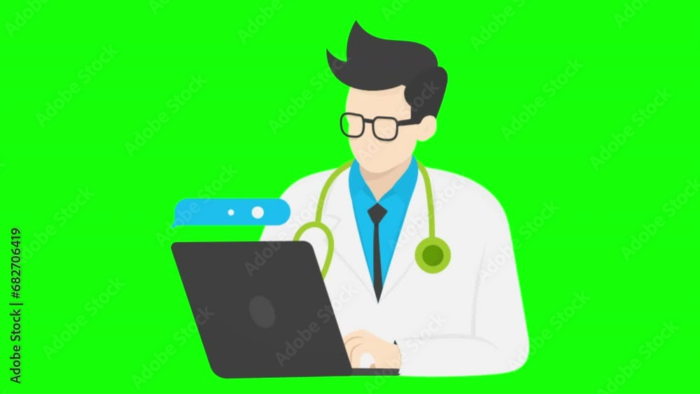 2d animation, Doctor customer service, on green screen Stock-Video ...