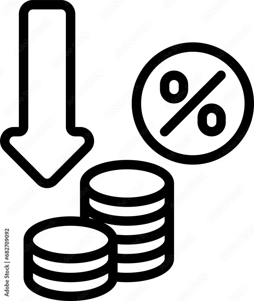 Cost reduction outline icon. Vector illustration. The isolated icon ... Cost reduction outline icon. Vector illustration. The isolated icon ...