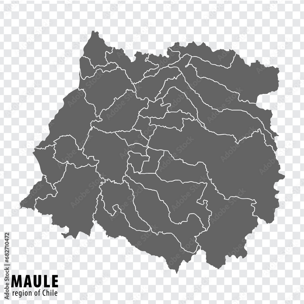 Blank map Maule Region of Chile. High quality map Maule with ...