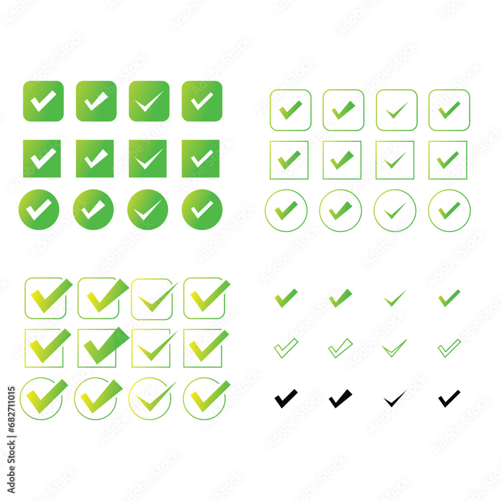 Checklist,check or check marks variant icon set Stock Vector | Adobe Stock