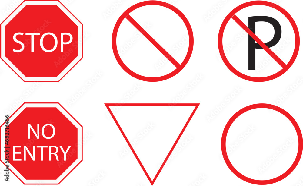 Comprehensive Set of Stop Signs in EPS Vector - Essential Traffic ...