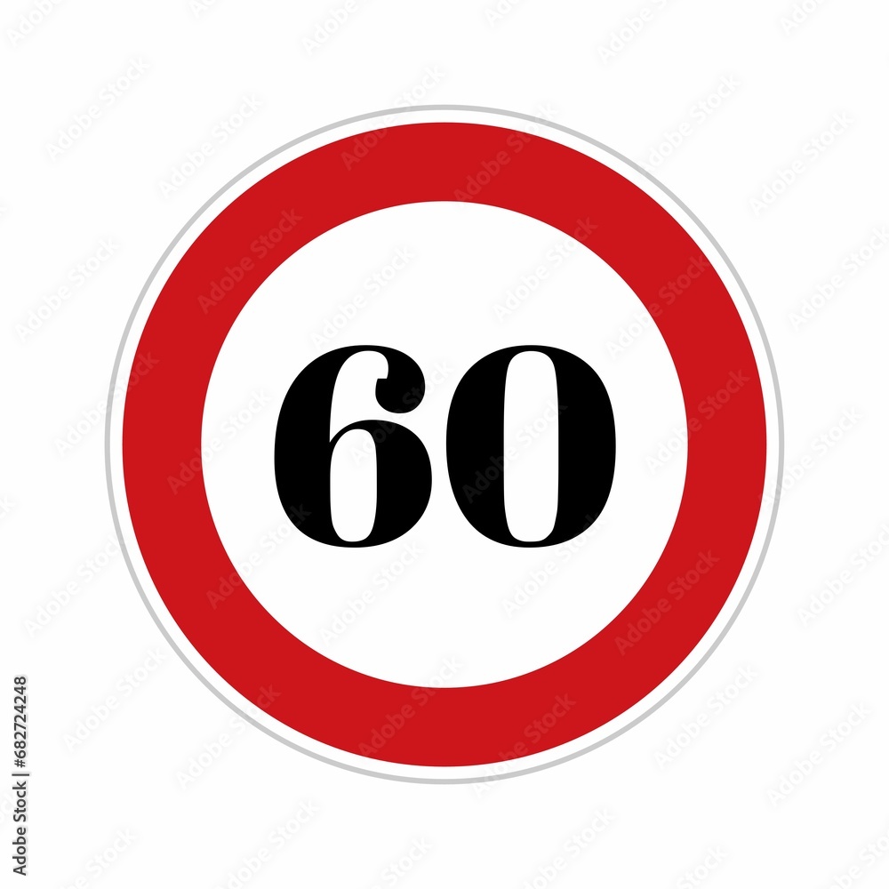 60 speed sign board, road side sign board for control speed. Road ...