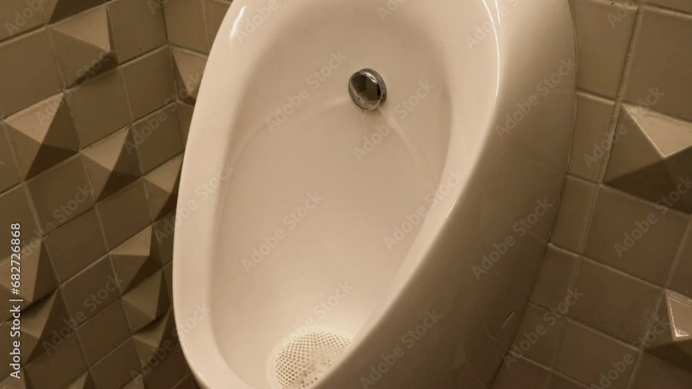 Standing toilet for men urinating. White Porcelain Urinal Hanging on ...