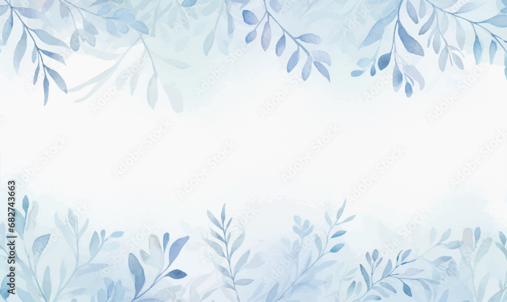 watercolor pastel blue leaves frame background Stock Vector | Adobe Stock