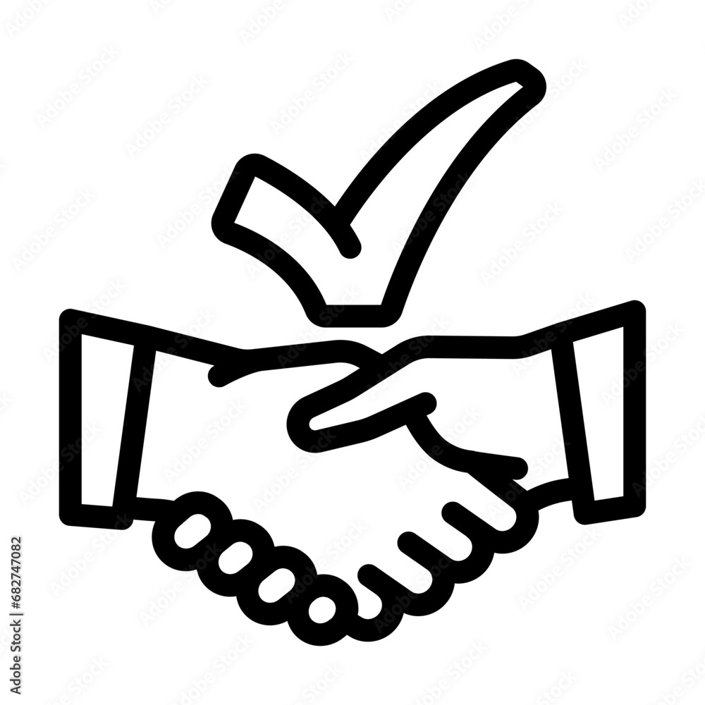 handshake check mark line icon vector. handshake check mark sign ...