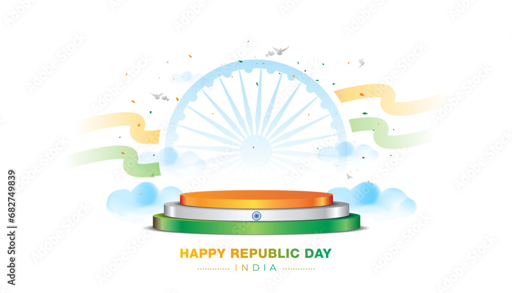 India Republic Day background with podium stage design and tricolor ...