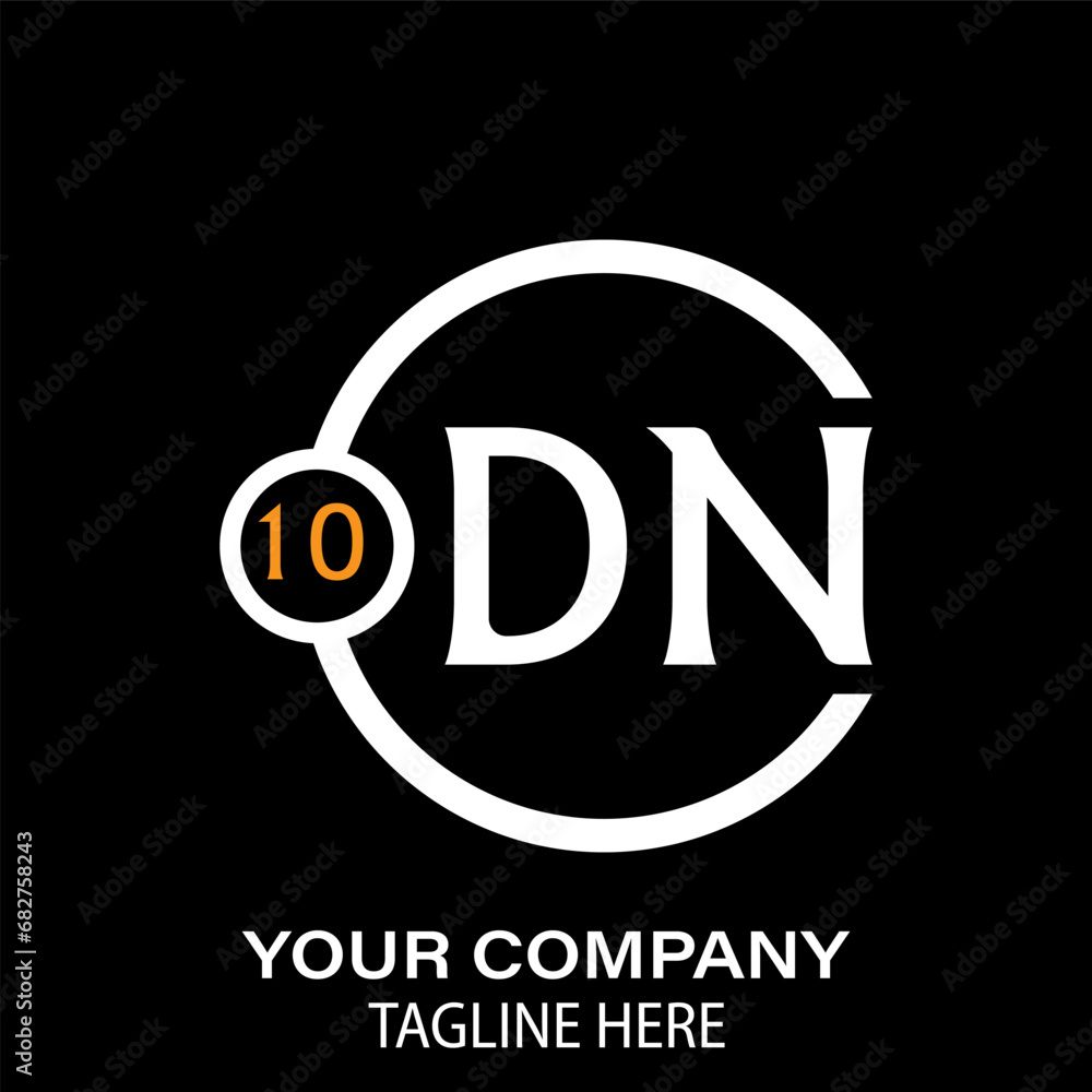 Dn Letter Logo Design, black background. Dn circle logo design vector ...