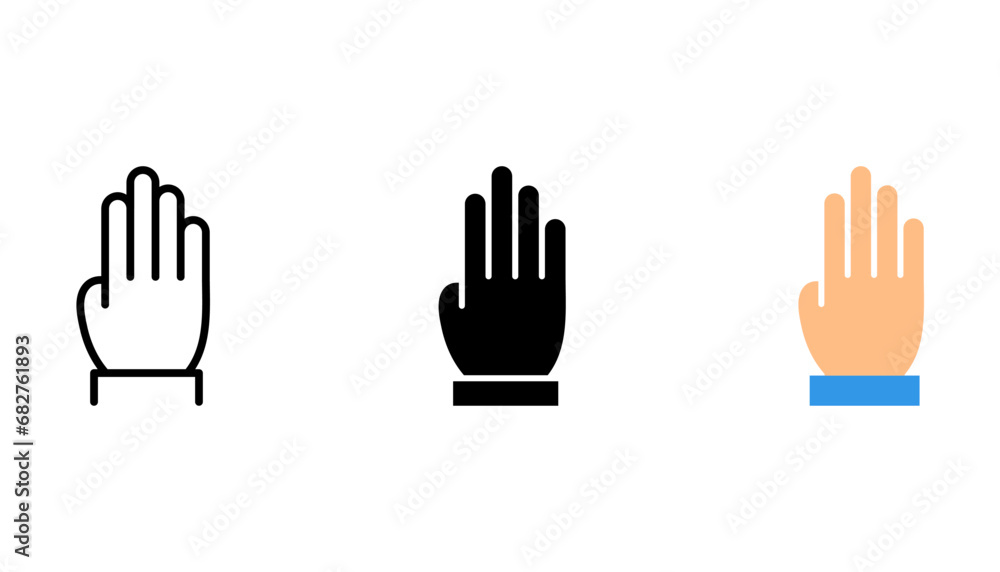 Hand icons set with finger count. Hand gesture symbols, counting by bending fingers. vector ...