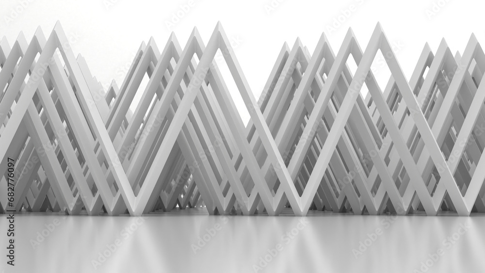 rendered simple-3D scene of abstract wavy structure in grayscale Stock ...