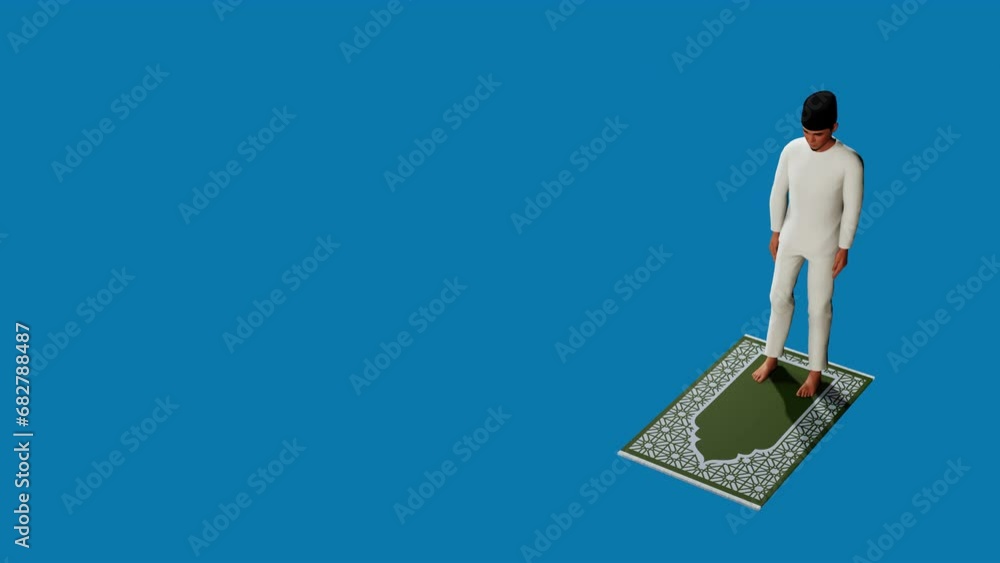 3D Animation: Muslim Man Performing Prayer, Shalat (I’tidal) Stock ビデオ ...