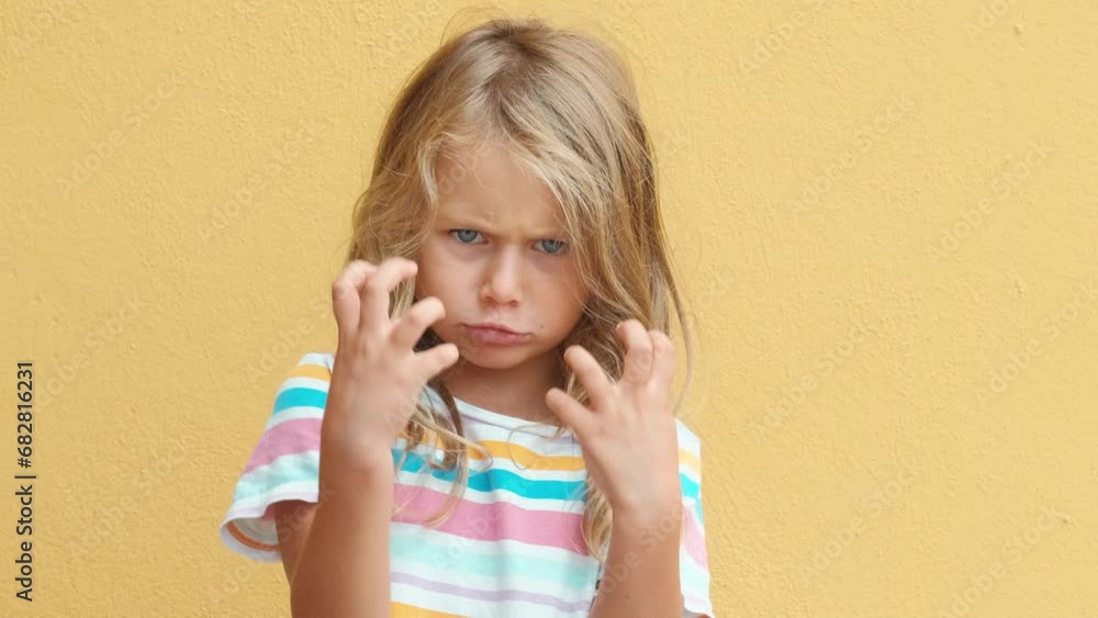 Children negative emotions. Angry rage kids face. Little emotional ...