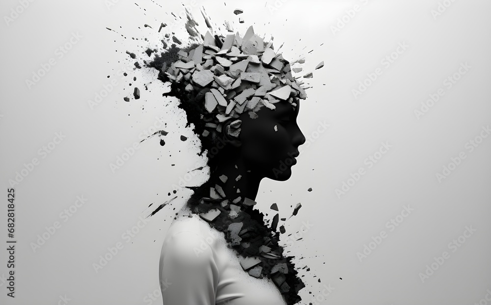 Mental Health Concept. Awareness Month in May. The silhouette of a ...